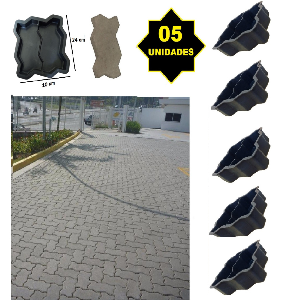Kit Com 5 Formas Plástica Dupla Intertravada Para Bloquete | Shopee Brasil