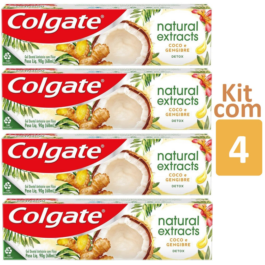 Kit com 4 Cremes Dentais Colgate Natural Extracts Coco e Gengibre Detox ...