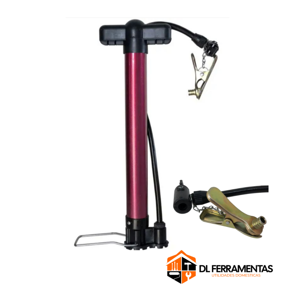 BOMBA DE AR MANUAL PARA ENCHER PNEU DE MOTO CARRO BICICLETA BOIA BOLA ...