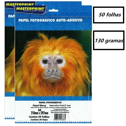 Papel Fotográfico Adesivo Foto 130g A4 Glossy Brilhante Resistente a ...