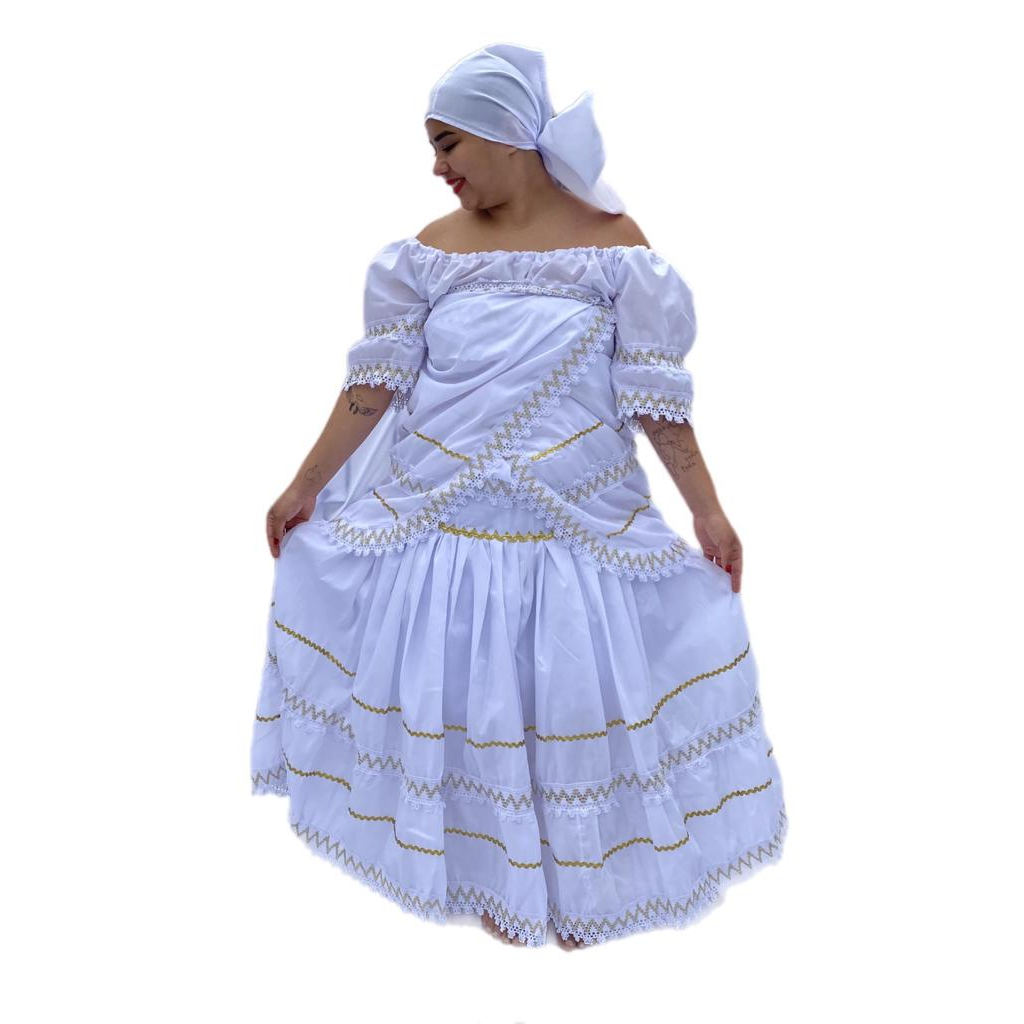 Roupa Baiana Branca Entremeio Umbanda Candomble Orixas | Shopee Brasil