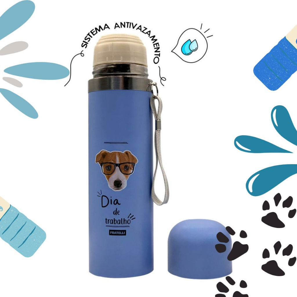 Garrafa Color Estampa Pet Inox 480ml - Azul | Shopee Brasil
