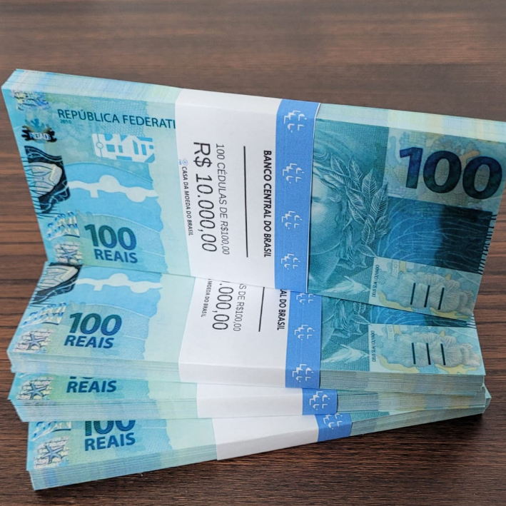 notas de 100 reais (com 100 UN.) | Shopee Brasil