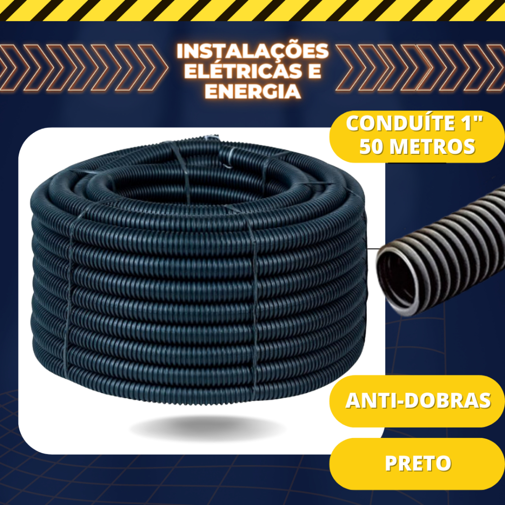 Conduíte Corrugado 1" Reforçado 50m Preto | Shopee Brasil