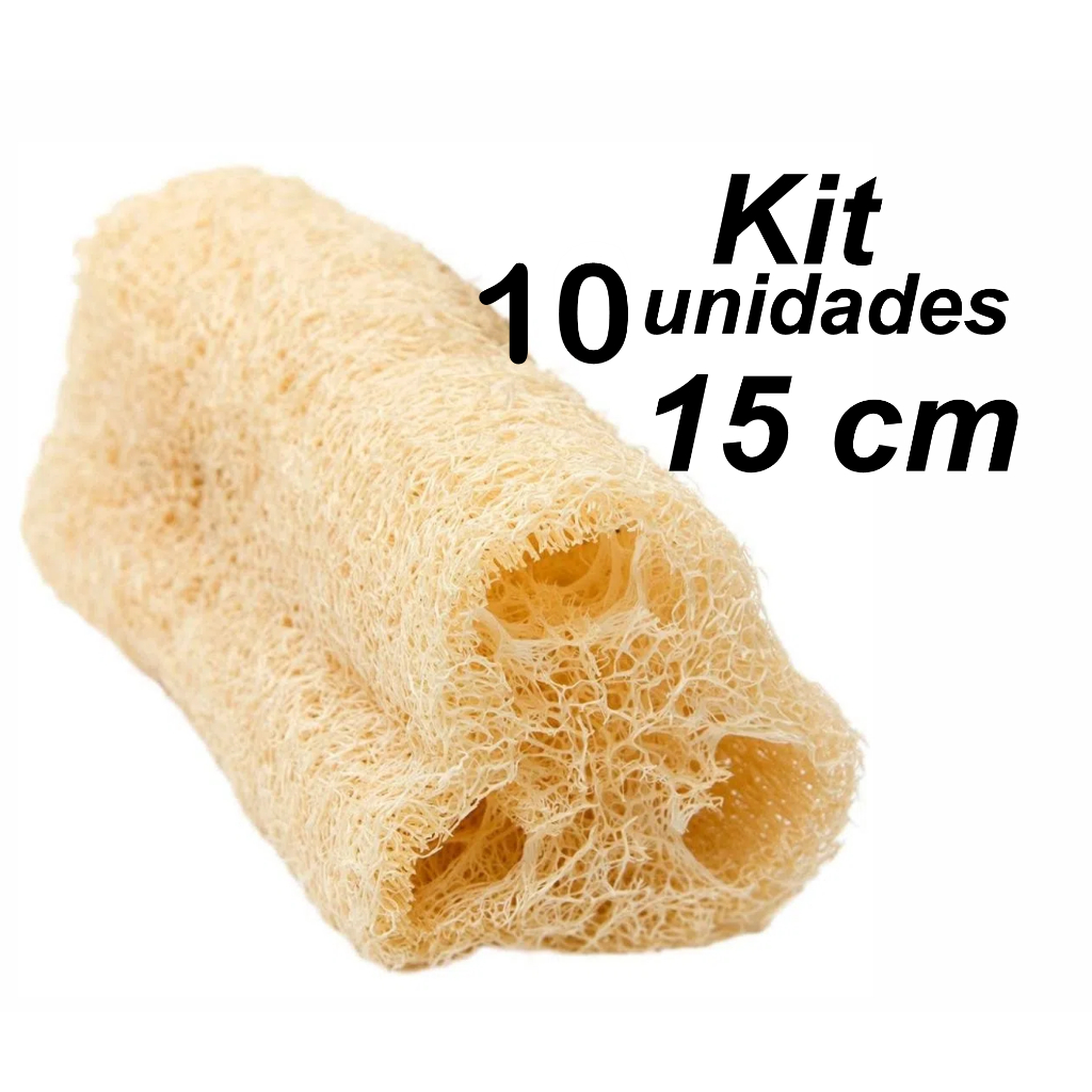 Kit 10 unidades Bucha Vegetal 100% natural Bucha de banho 15 cm ...