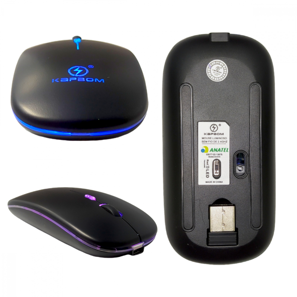 Mouse RGB Sem Fio de 2.4GHz Kapbom | Shopee Brasil