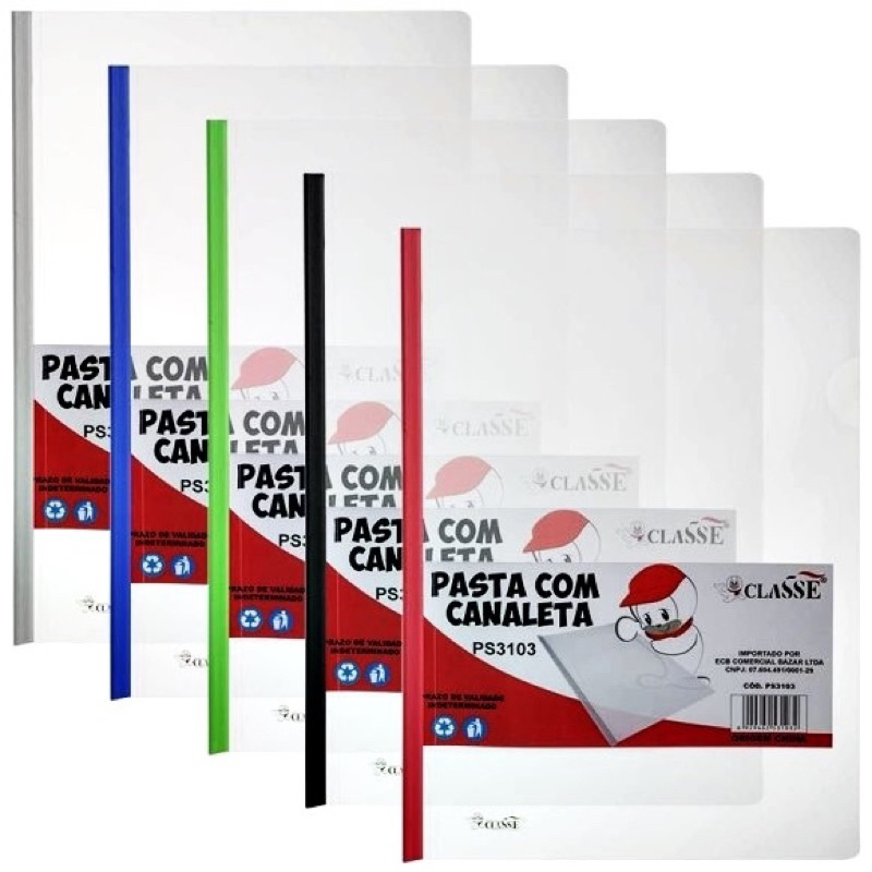 Pasta com Canaleta Classe A4 10 unidade - diversas cores | Shopee Brasil