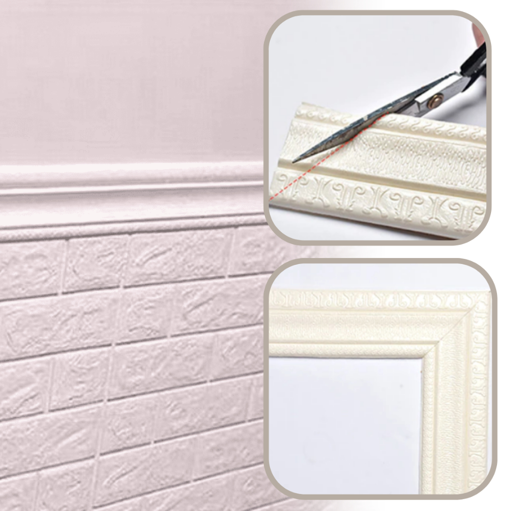 Moldura Boiserie Autocolante Flexivel PVC para Parede Roda teto Janela ...