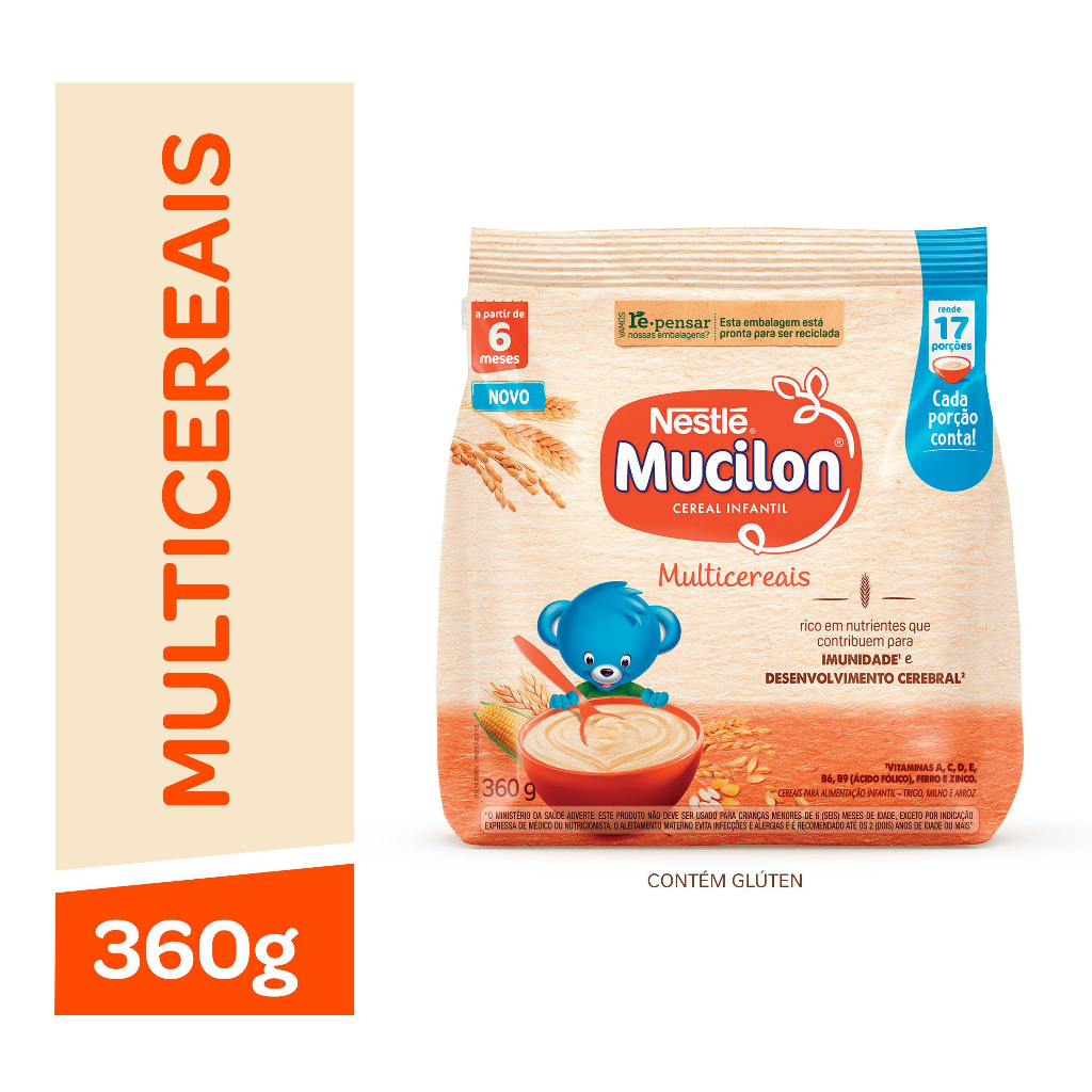 Mucilon Nestlé Cereal Infantil Multicereais | 180g ou 360g. | Shopee Brasil