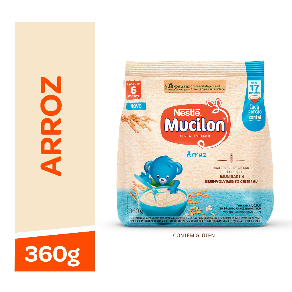 Mucilon Nestlé Cereal Infantil Arroz | 180g ou 360g. | Shopee Brasil