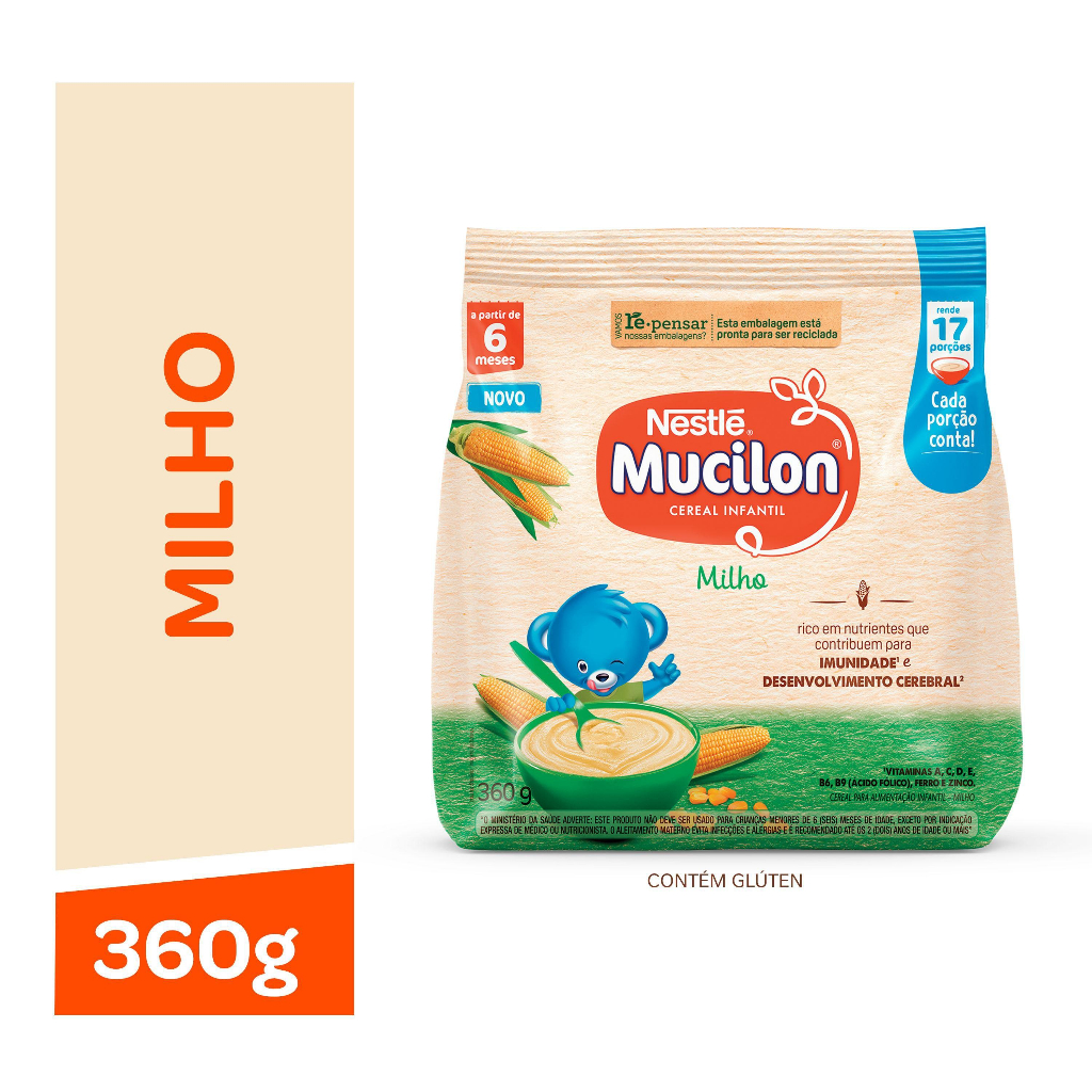 Mucilon Nestlé Cereal Infantil Milho | 180g ou 360g. | Shopee Brasil