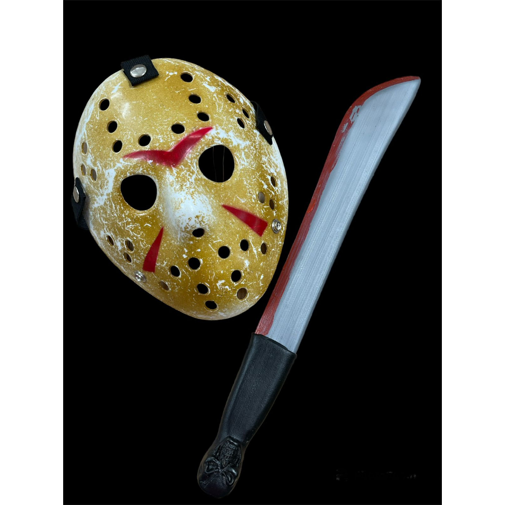 Kit Máscara Jason Com Facão Sangue Fantasias Cosplay Festa Halloween ...