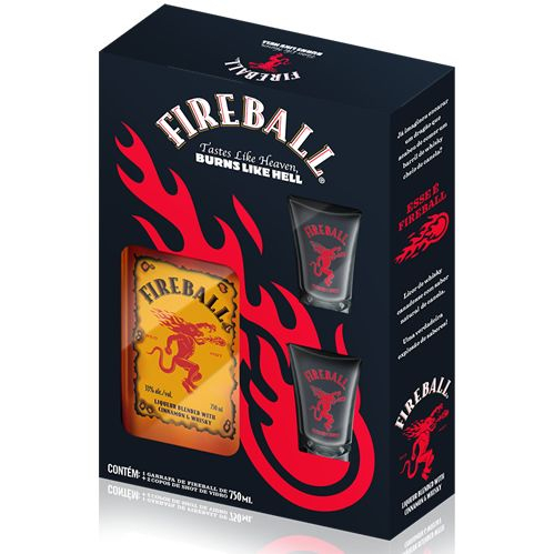 Kit Whisky Fireball Canela 750ml + 2 Copos Shot Exclusivos | Shopee Brasil