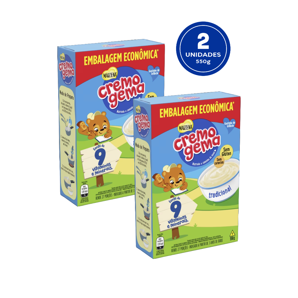 Kit C/2 Cremogema Maizena Tradicional 550g | Shopee Brasil