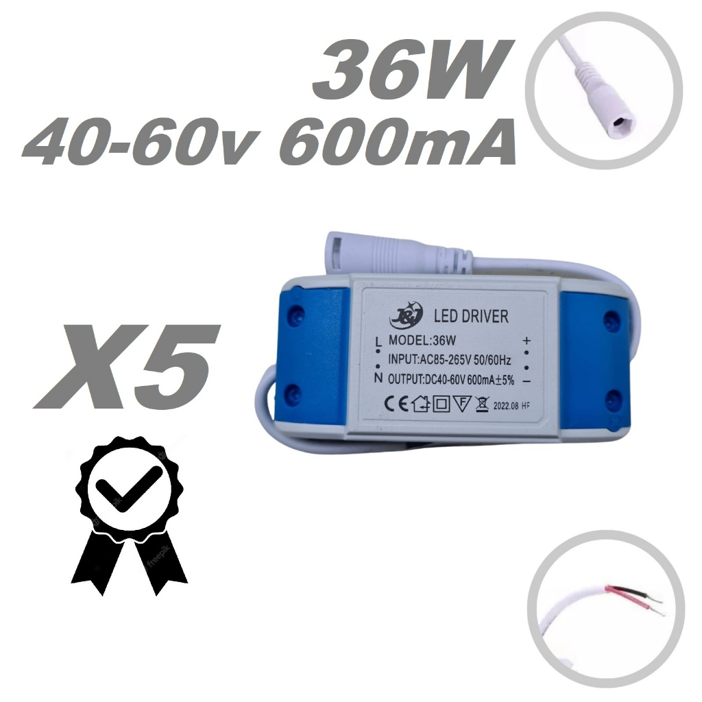 5 Reator Led Driver luminárias Plafon Embutir - sobrepor 36w - 40-60v ...