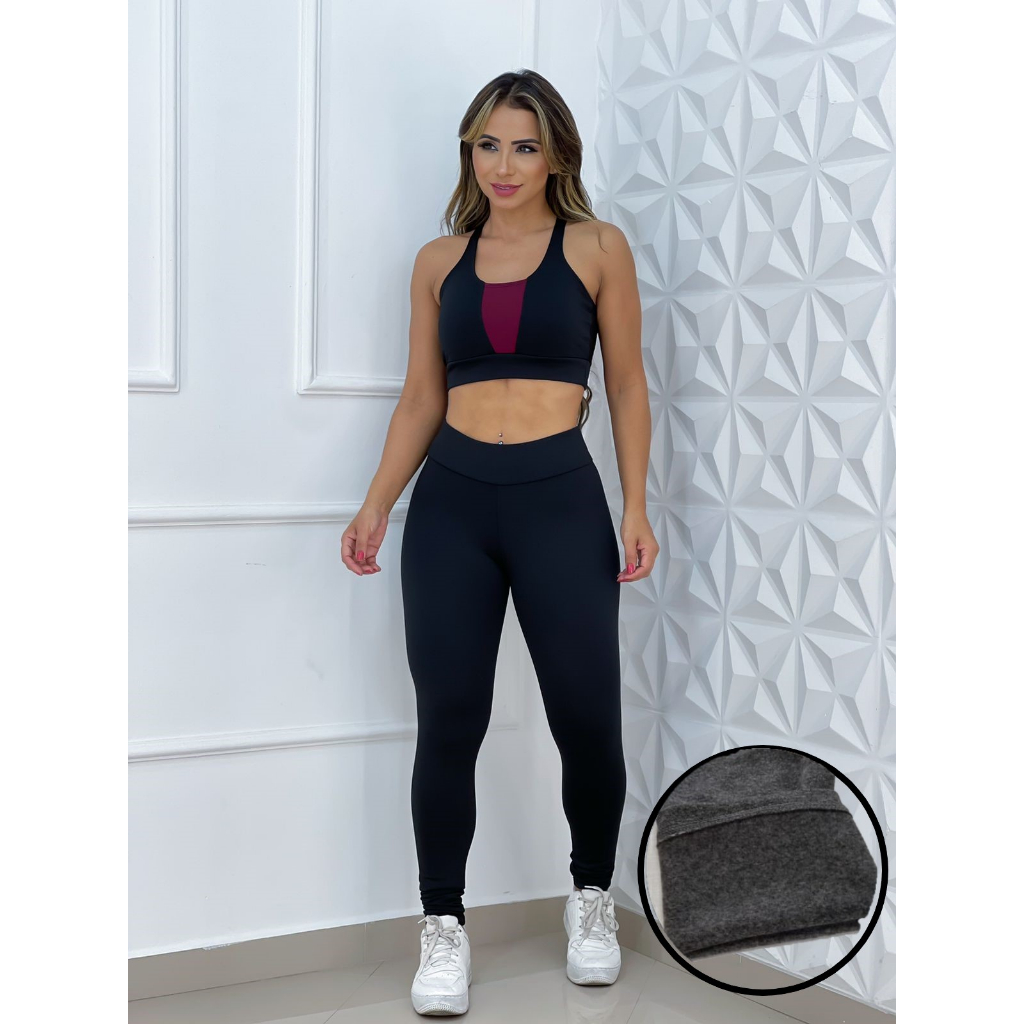 Legging Flanelada Calça leging Peluciada por dentro Cintura Alta ...
