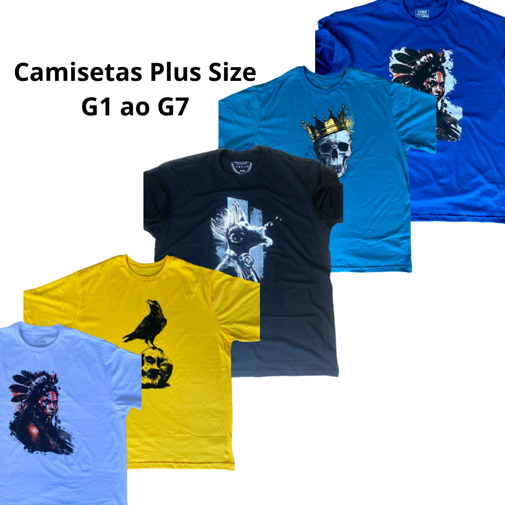 Camisetas Plus Size G1 G2 G3 G4 G5 G6 G7 estampadas | Shopee Brasil