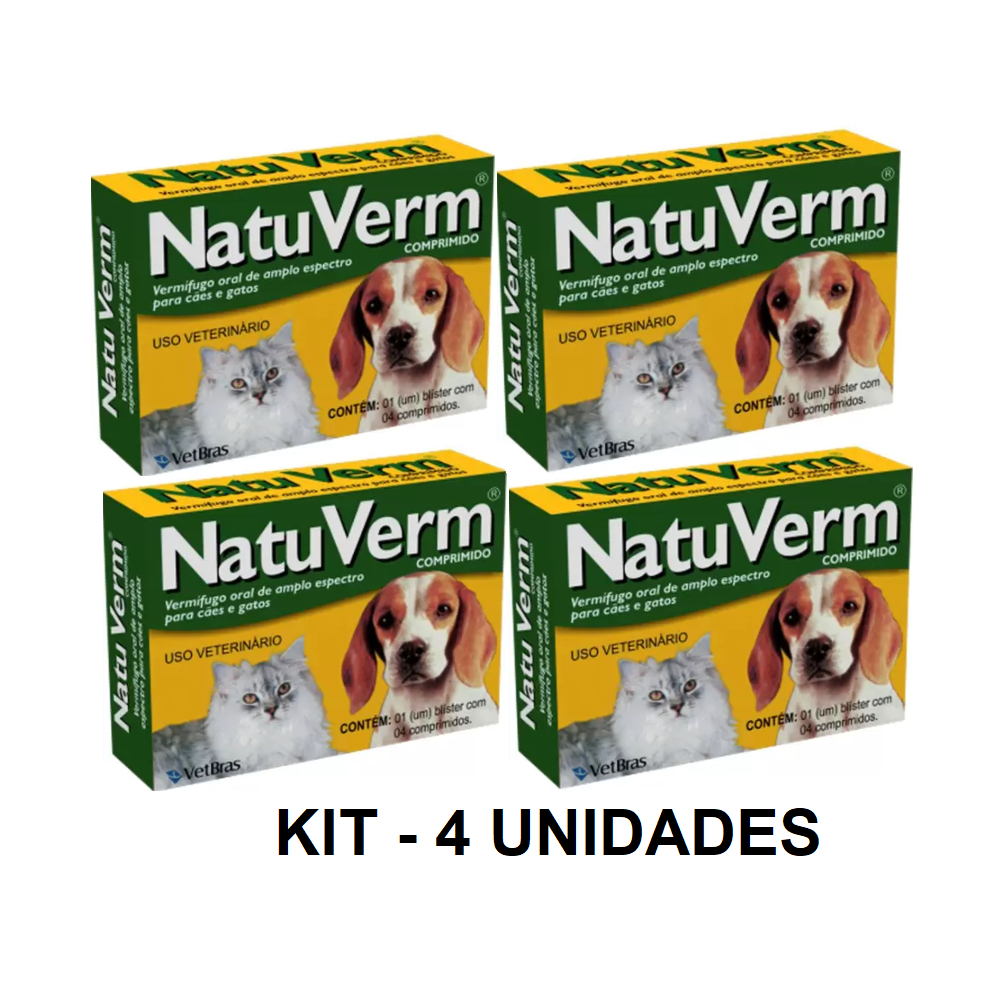 Natu Verm Caes e Gatos Vermífugo Oral De Amplo Espectro Dose Unica c/4 ...