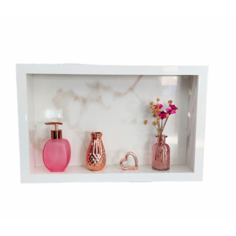 Nicho banheiro box porcelanato 33x43x11 borda de alumínio | Shopee Brasil