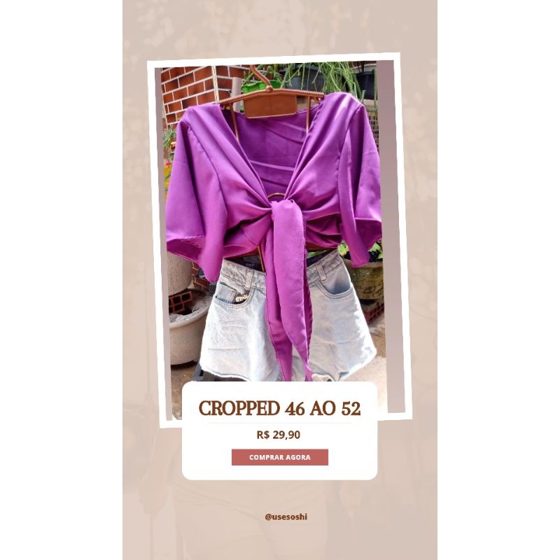 Cropped feminino multiformas Plus Size manga Amarrar | Shopee Brasil
