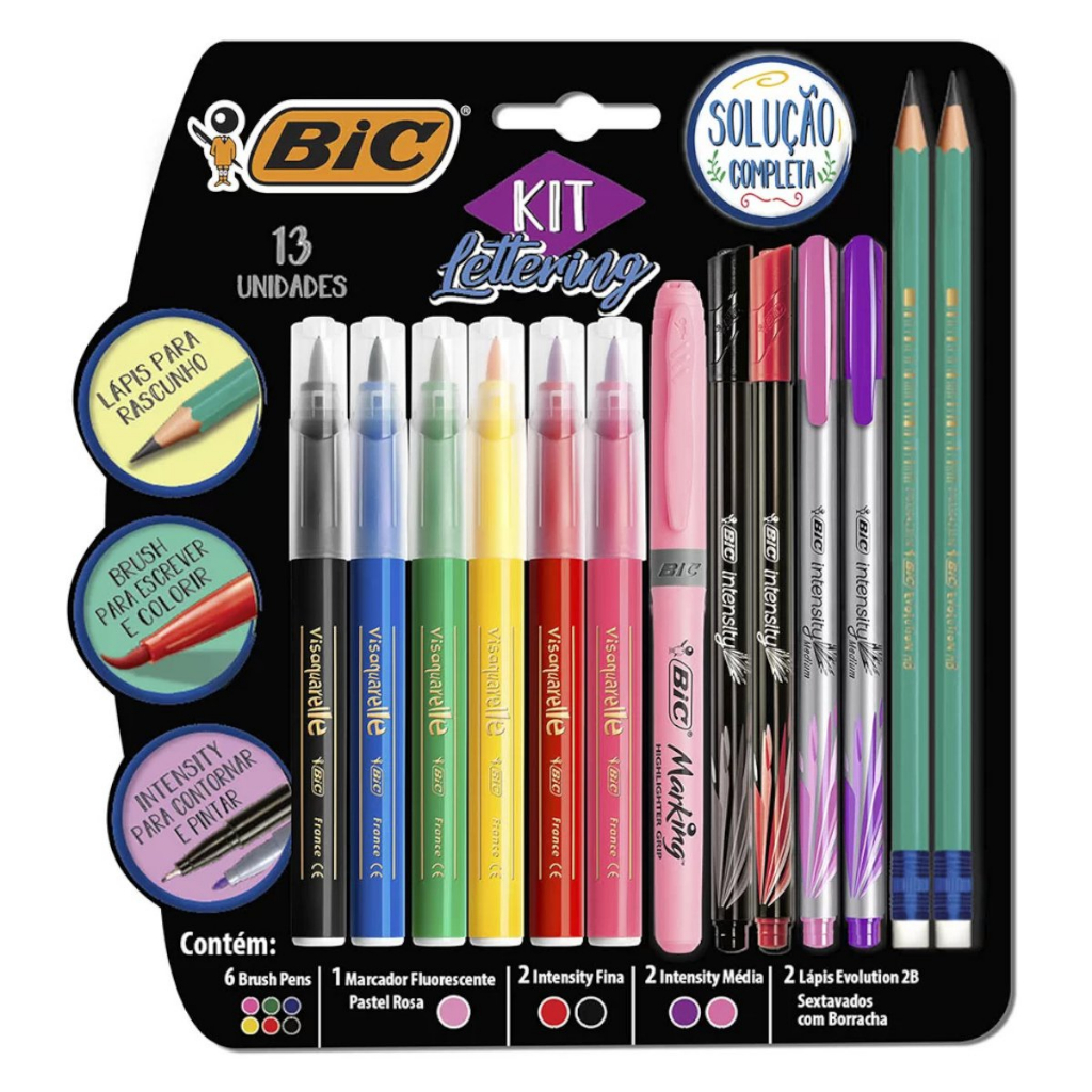 KIT CONJUNTO CANETAS LETTERING BIC | Shopee Brasil