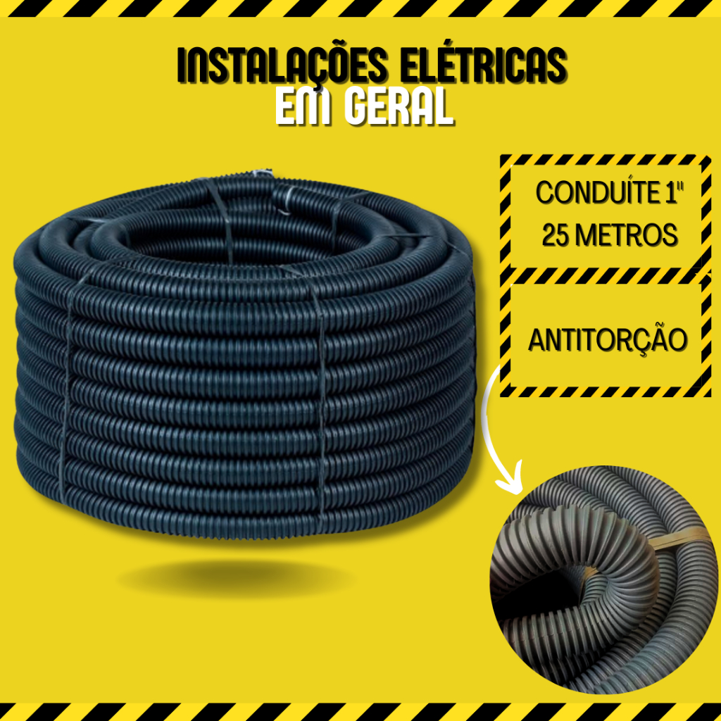 Conduíte Eletroduto Corrugado 1 Reforçado 25 Metros Preto | Shopee Brasil
