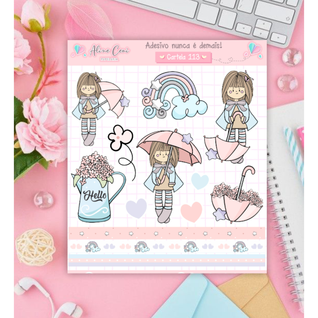 Cartela de Adesivo n 113 - Adesivos fofos de bonequinha para decorar ...