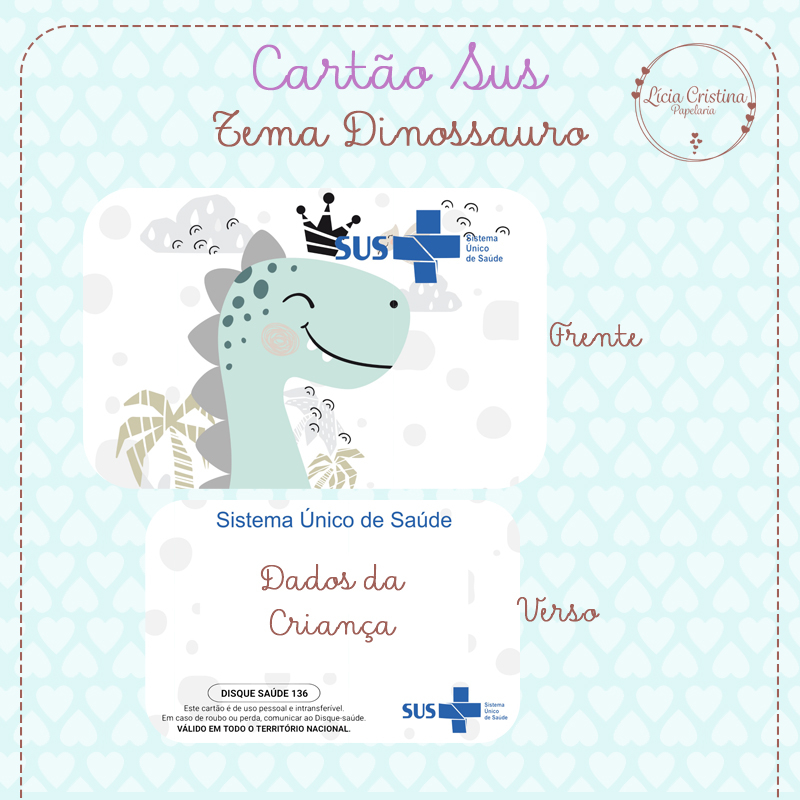 Cartão SUS Modelo 1 Menino Dino | Shopee Brasil