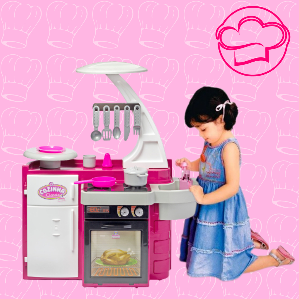 Cozinha de Brinquedo Infantil Completa Menina Fogão Torneira Sai água De Verdade Acessório ...