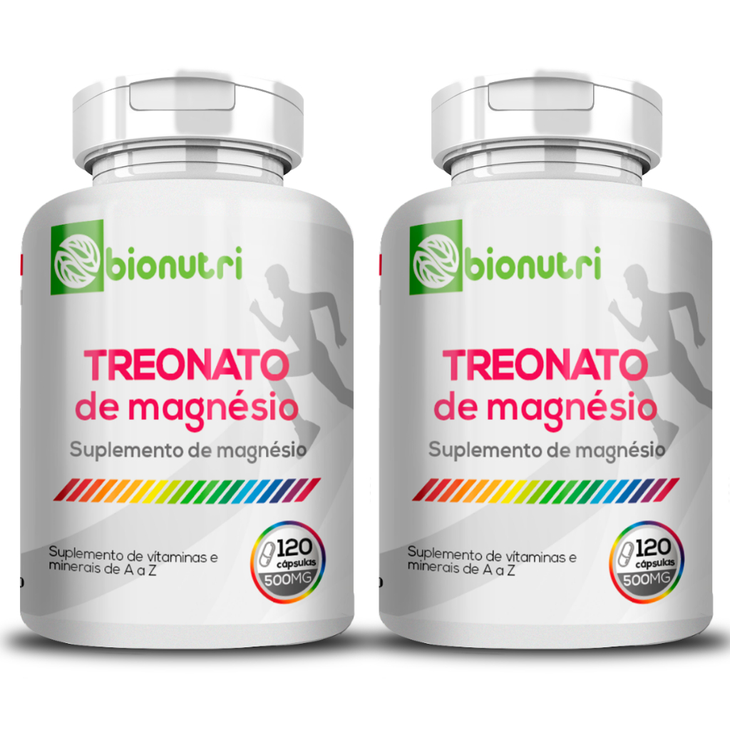 Kit 2x Treonato de Magnesio 500mg 120 Cápsulas | Shopee Brasil