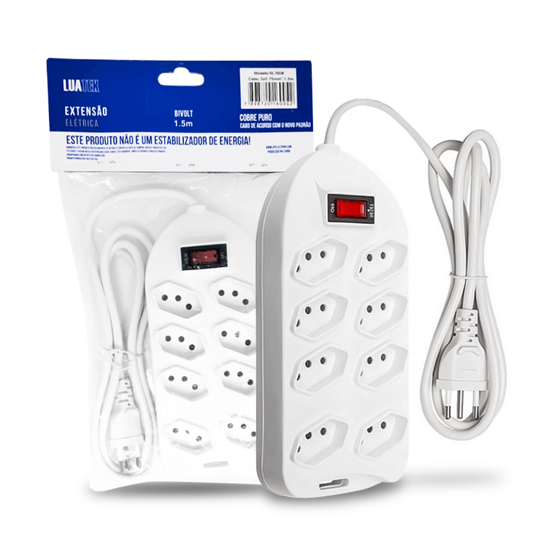 Filtro de Linha [8 Tomadas] Marca Luatek Modelo SL7508 | Shopee Brasil