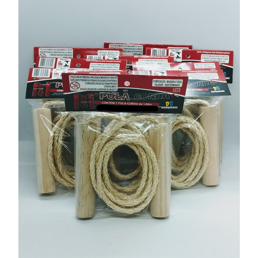 Kit 10 Pula Corda Infantil 1,80m Sisal Cabo de Madeira | Shopee Brasil