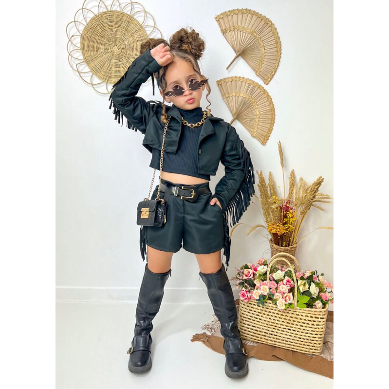 Conjunto franja country infantil menina | Shopee Brasil