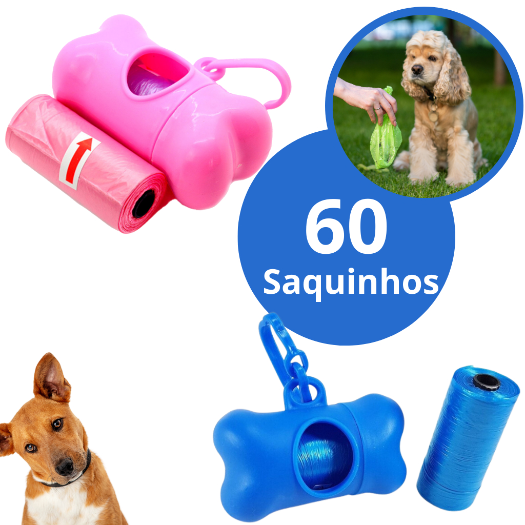 Kit Cata Caca Cachorro Cao Gato Pet com Porta Saquinhos Higienicos ...