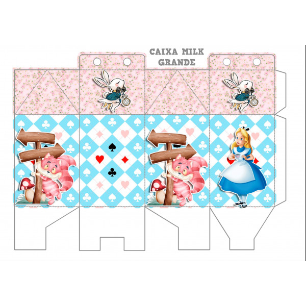 ALICE NO PAÍS DAS MARAVILHAS (VAI CORTADO) - 10 Caixas Milk Personalizadas - (LEIA ATENTAMENTE A ...
