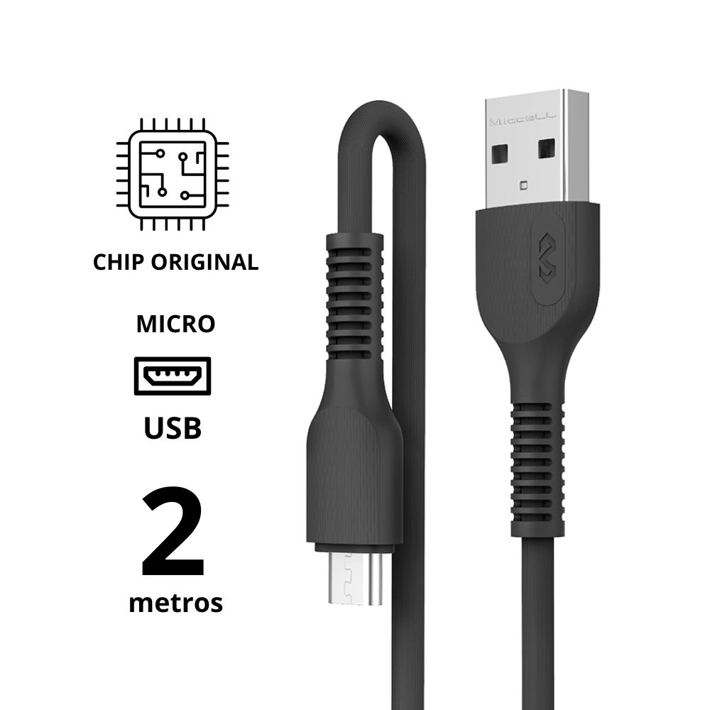 Cabo Micro USB 2 metros Cabo USB Carregamento Turbo | Shopee Brasil