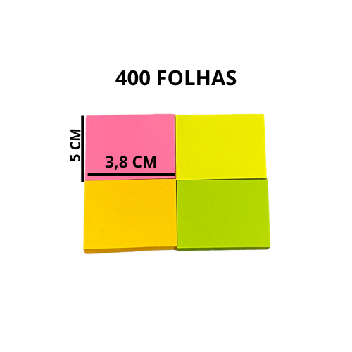 Post-It Retangular 4 blocos com 400 folhas 5x3,8cm | Shopee Brasil