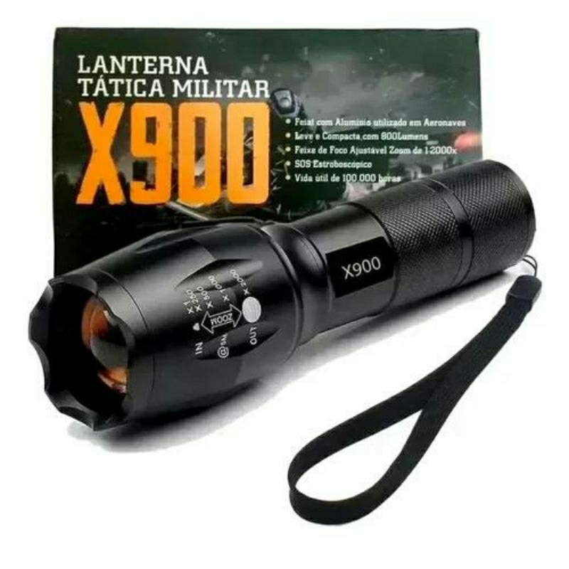 Lanterna Tatica Policia Militar led X900 com Bateria Grande ...