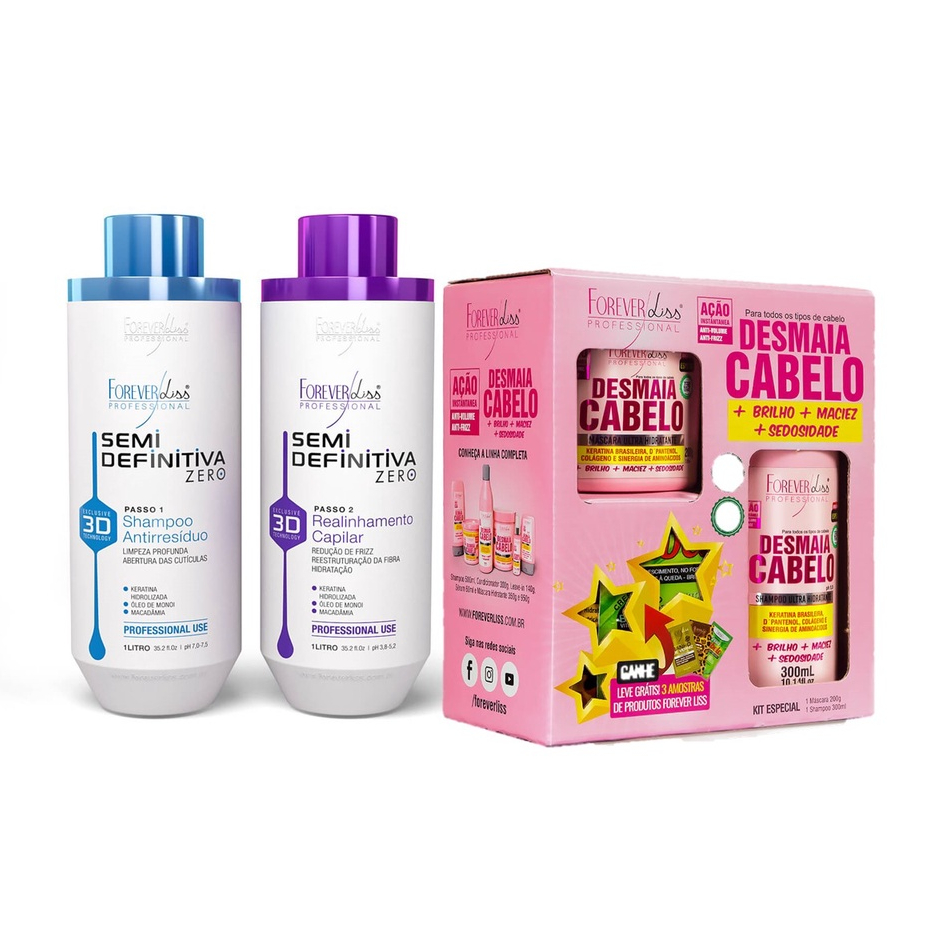 Forever Liss - Kit Especial Desmaia Cabelo + Semi Definitiva Forever ...