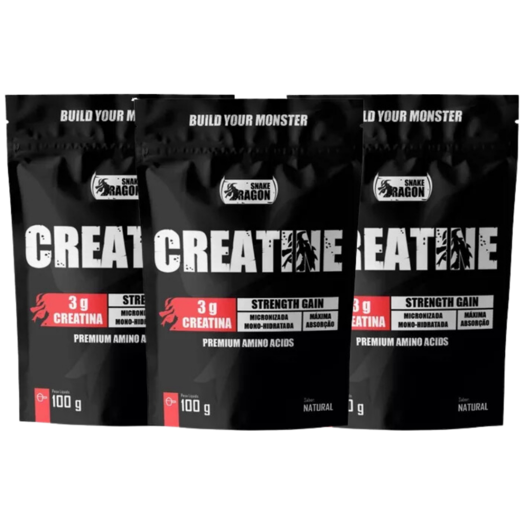 Kit 3x Creatina Monohidratada 100% pura Importada 300g | Shopee Brasil