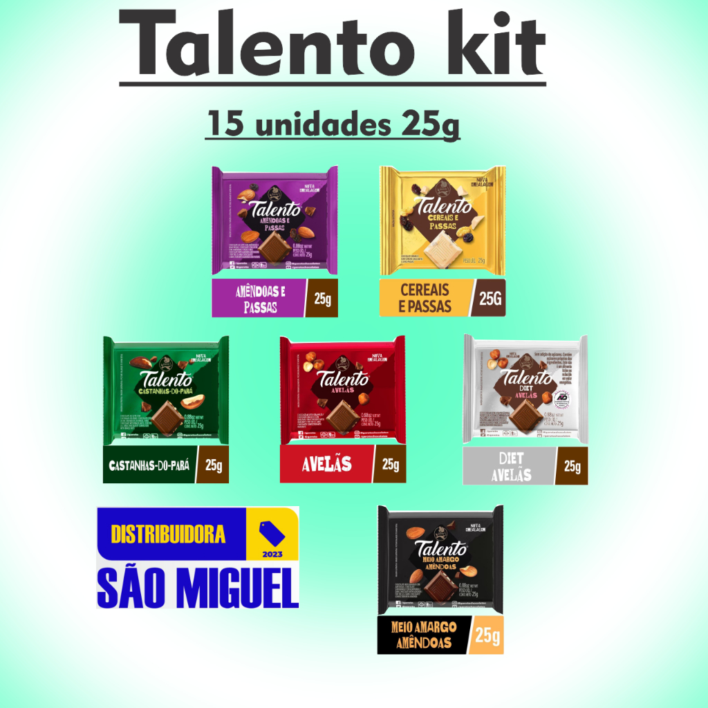 CHOCOLATE TALENTO MINI 15X25G GAROTO | Shopee Brasil