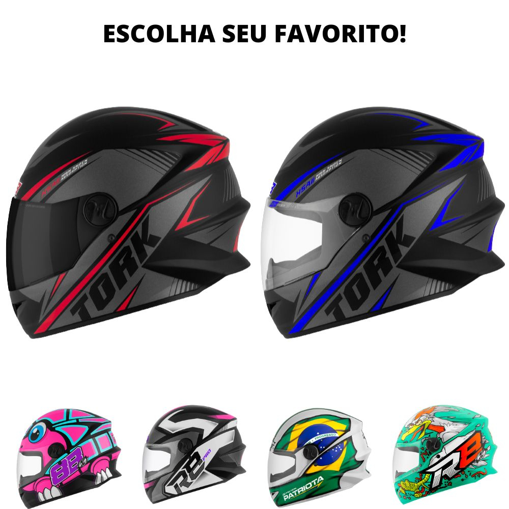 Capacete Moto R8 Fechado Pro Tork Varios Modelos Feminino Masculino ...
