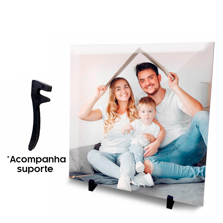 Azulejo personalizado com sua foto ou marca, acompanha suporte I Tam ...