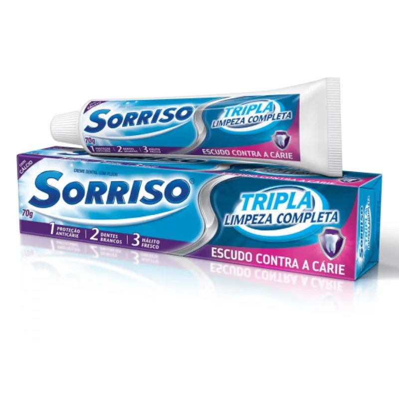 Creme dental sorriso 70g - Pasta de dente sorriso tripla limpeza ...