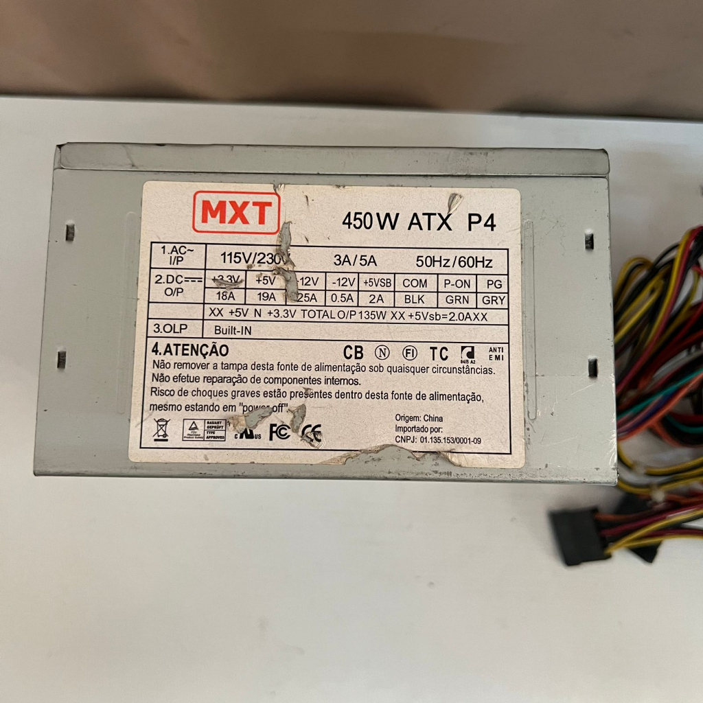 Fonte Nominal MXT Mod: 450W ATX P4 24Pinos 450W sata atx | Shopee Brasil