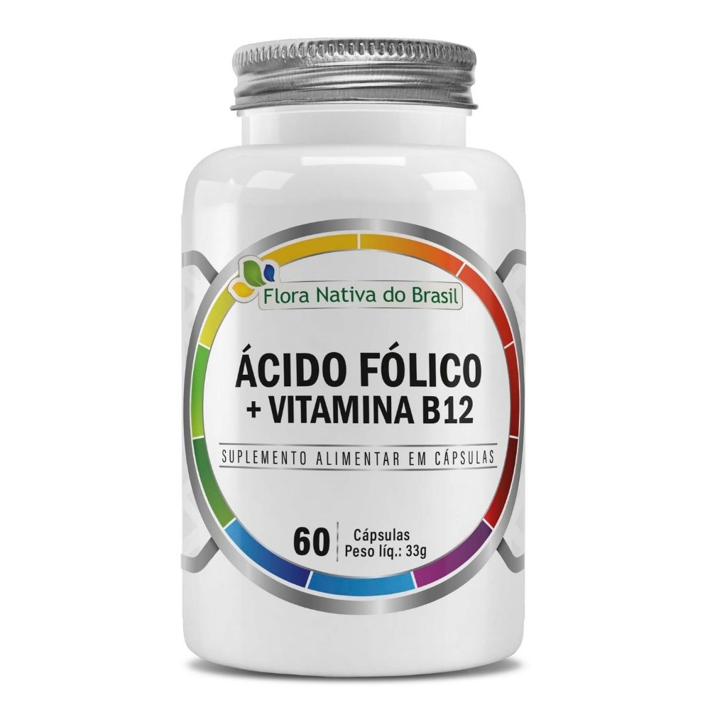 Ácido Fólico + Vitamina B12 ( Metilcobalamina) 60 Caps Flora Nativa ...