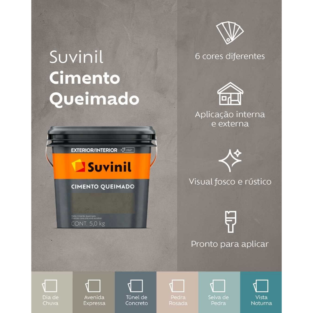 Cimento Queimado Suvinil - TODAS AS CORES | Shopee Brasil