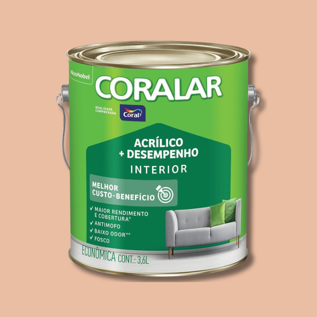 Tinta Coral Coralar + Desempenho Acrílica 3,6l Pêssego | Shopee Brasil