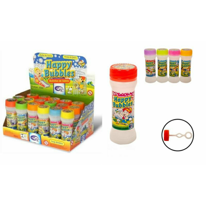 Bolha de sabão 60ml - brinquedo ideal para lembrancinhas! (Happy Bubbles) | Shopee Brasil