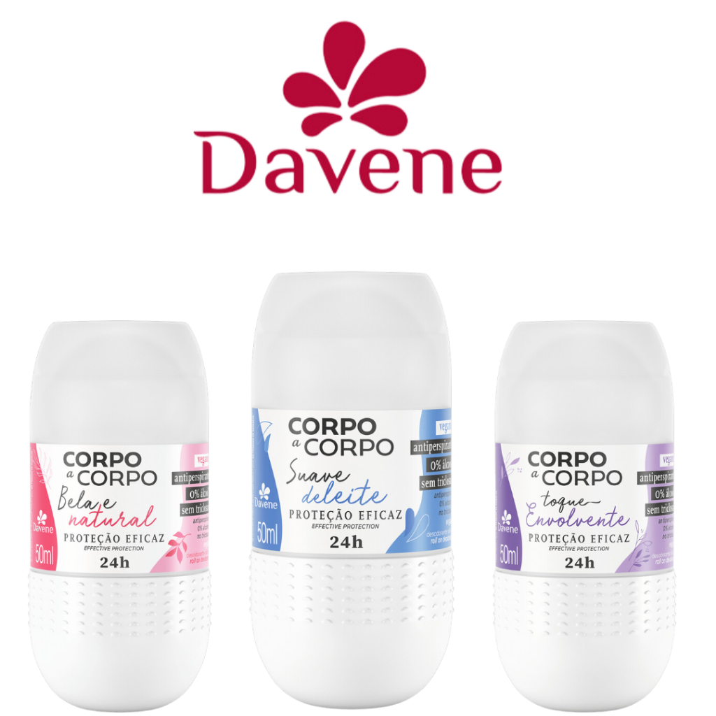 Desodorante Davene Corpo À Corpo Envolvente l Roll On 50ml | Shopee Brasil